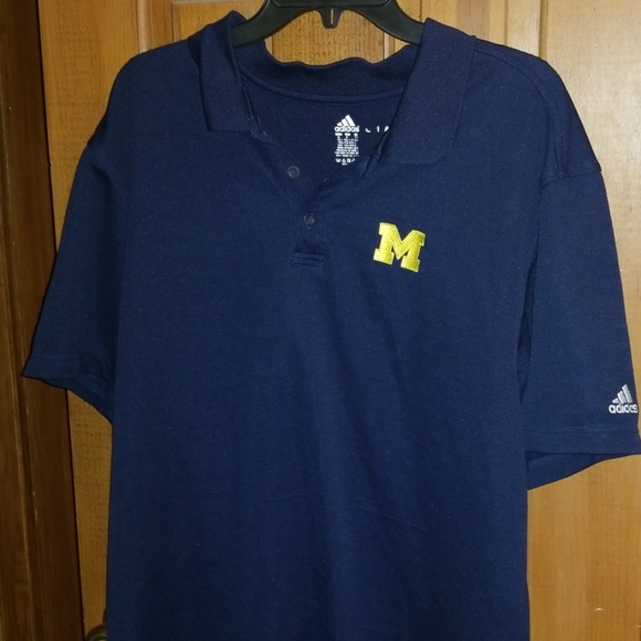 adidas | Shirts | Adidas Michigan Polo Shirt In Blue And Maize | Poshmark